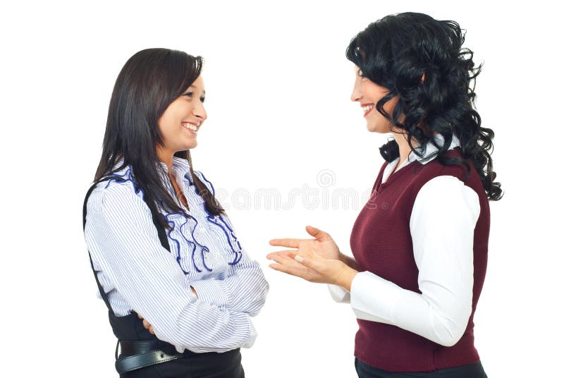 Two Women Having Happy Conversation Stock Photo - Image of casual ...