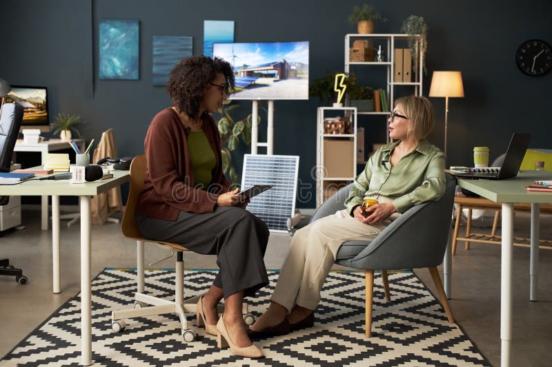Two Women Having an Interview in Office Stock Photo - Image of talk ...