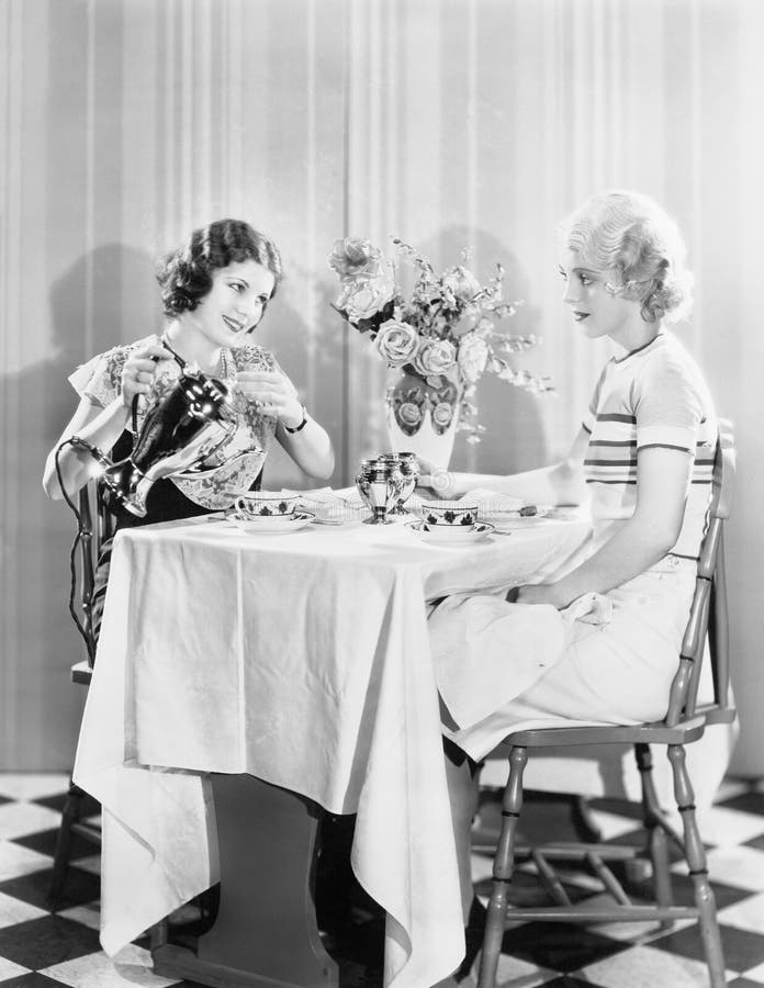 Two Women Having Tea Together Stock Photo - Image of photograph, guest ...