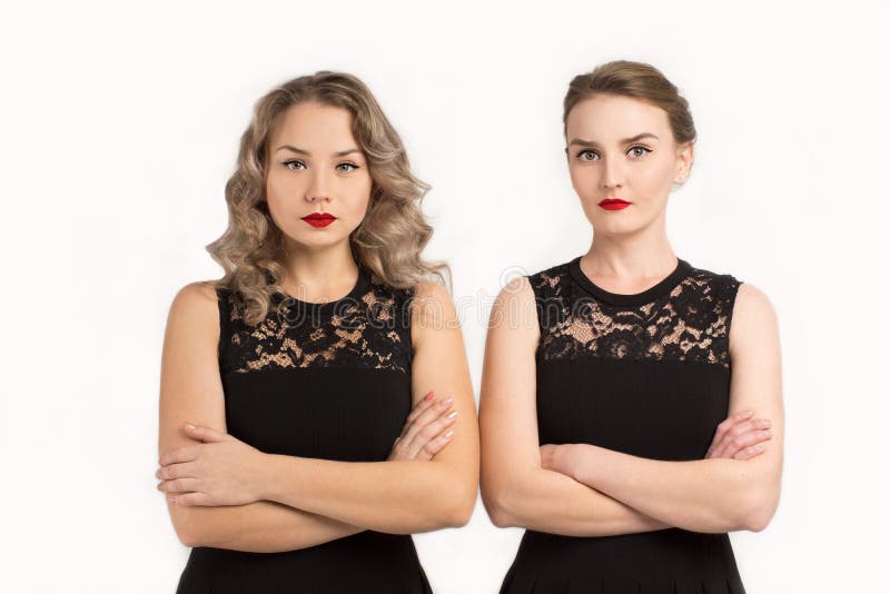 Two Women in Identical Dresses are Angry at Each Other Stock Image ...