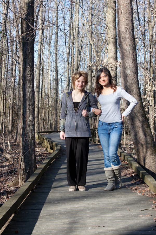 Two Women Linking Arms and Walking Stock Image - Image of hanging ...