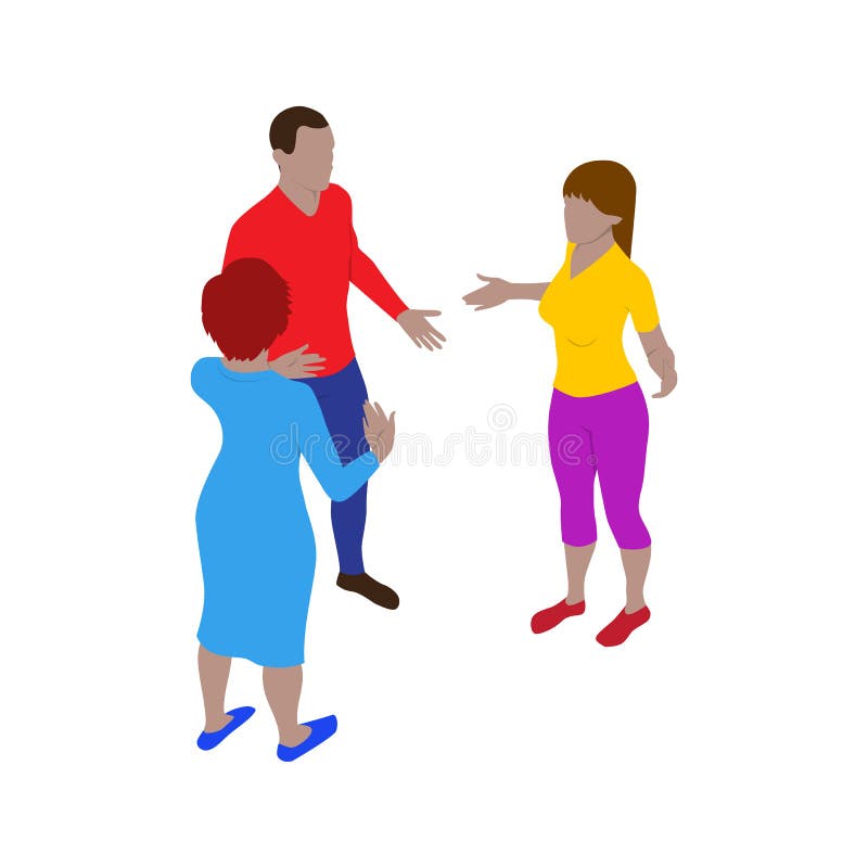 Two Women And A Man Talk Emotionally While Standing Scene Of Three