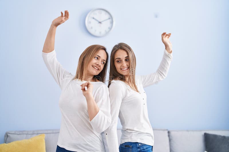 Two Women Mother And Daughter Dancing At Home Stock Image Image Of Happy Smile 263807767