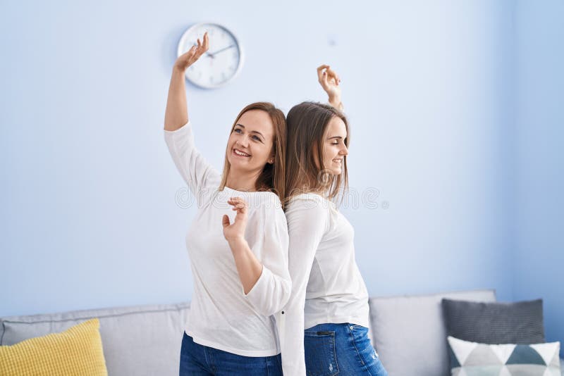 Two Women Mother and Daughter Dancing at Home Stock Photo - Image of ...
