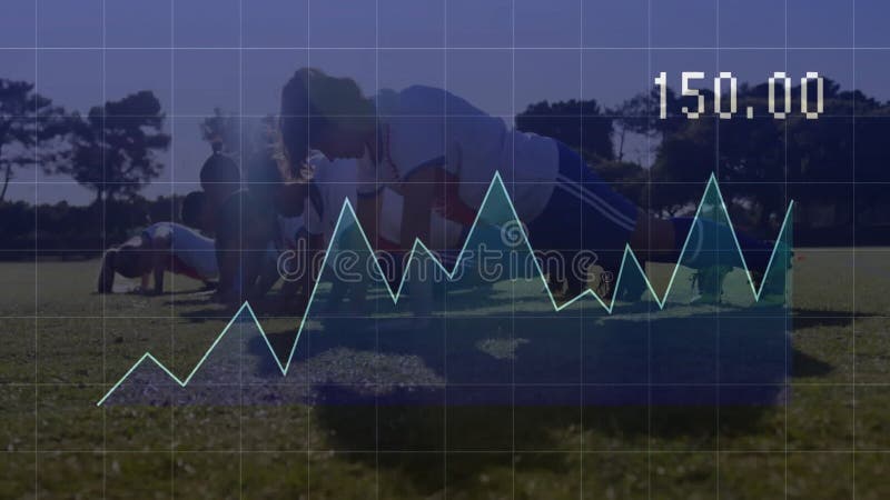 Two Women Moving into Plank on Grass, Tracking Timer and Animated Chart ...