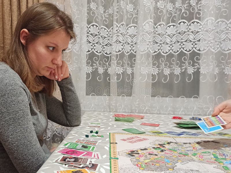 Two Women Play Board Game `Travel in Ukraine Stock Photo - Image of ...