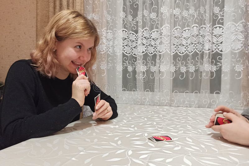Women Play Uno Cards at Table Editorial Stock Image - Image of ...