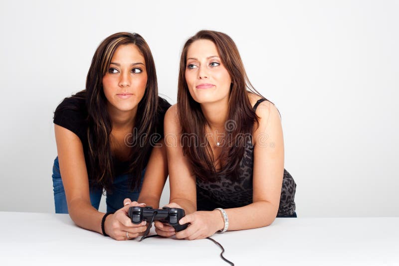 Two Women, Playing Video Games Stock Image - Image of cute, funny: 11237701