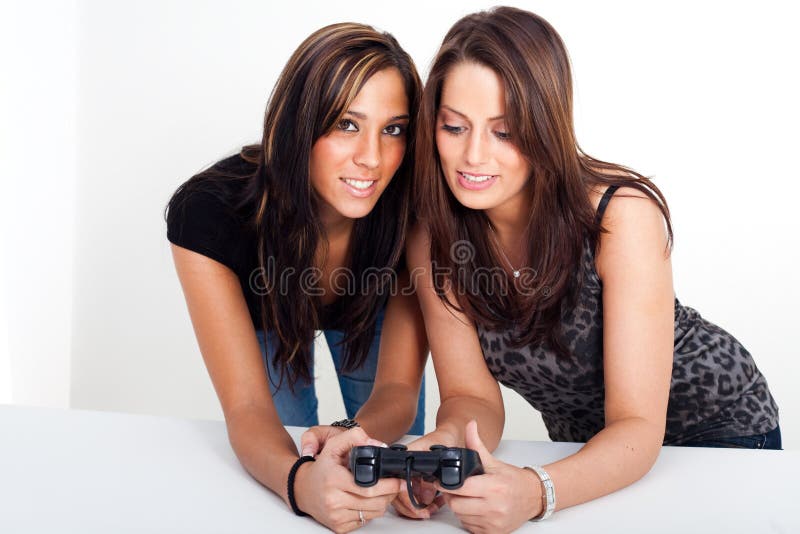 Two Women, Playing Video Games Stock Photo - Image of happy, laughing ...