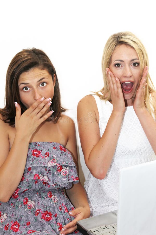 Two Women Reacting in Shocked Awe Stock Photo - Image of mouth ...