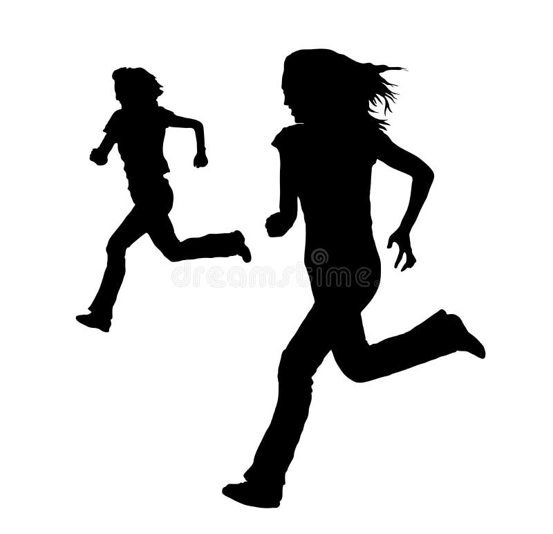 2 Girls Running Clipart