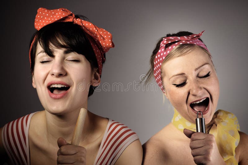 Two Women Singing Together. Stock Image - Image of mouth, face: 29924217