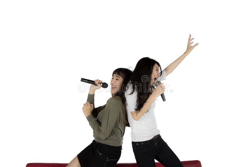 Two Women Singing in the Night Club Stock Photo - Image of life ...