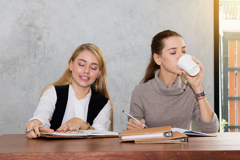 Two Women are Studying and Teaching Stock Image - Image of college ...