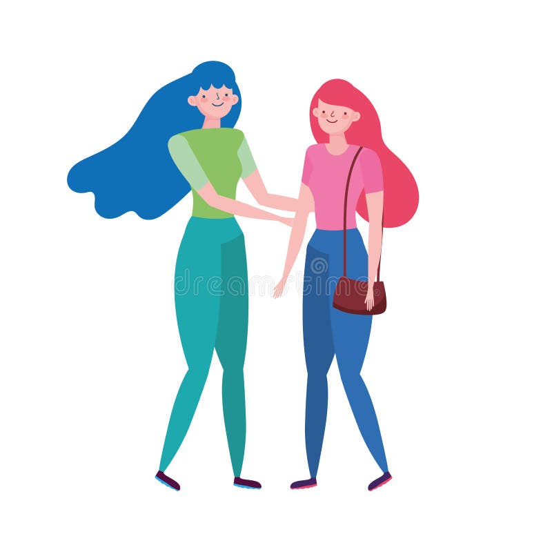 Two Women Together Friends Characters Stock Vector - Illustration of ...