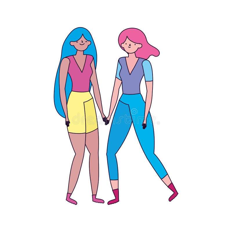 Two Women Together Friends Characters Stock Vector - Illustration of ...