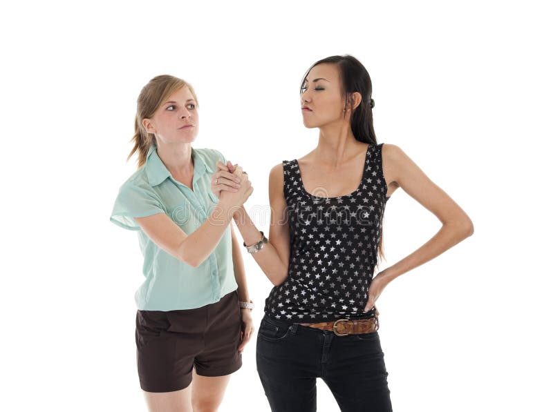 Two Women Trying To Make Peace Stock Photo - Image of playful, anger ...