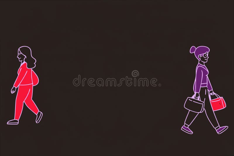 Two Women Walking in Different Directions from Each Other Stock ...