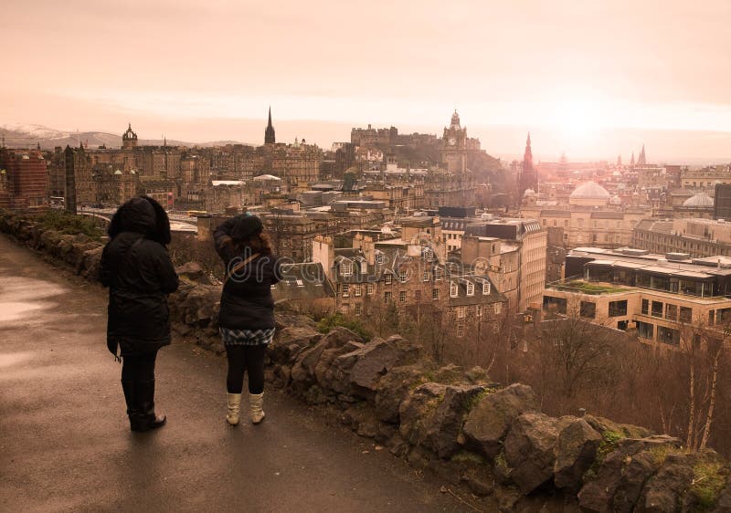 View of Edinburgh City Center Stock Image - Image of overcast, scotland ...