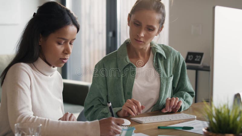 Two Women Working at Home Office Stock Video - Video of monitor ...