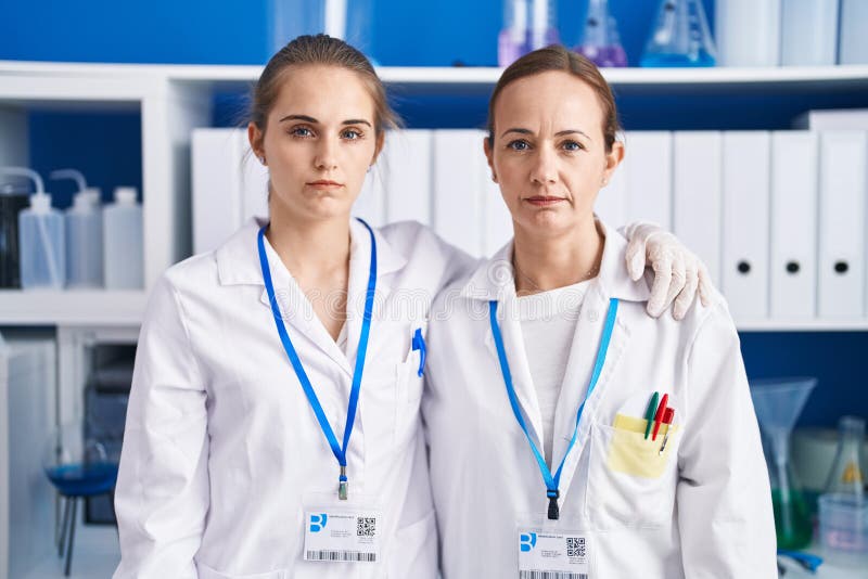 Two Women Working at Scientist Laboratory Thinking Attitude and Sober ...