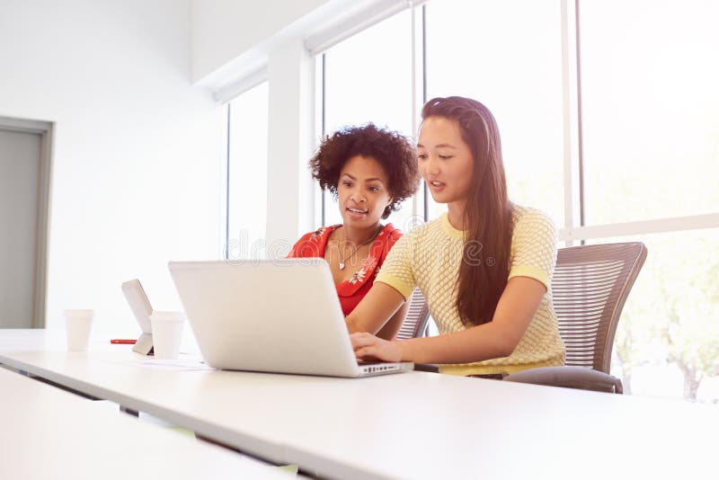 Two Women Working Together in Design Studio Stock Image - Image of busy ...