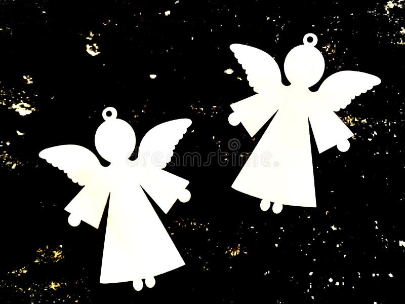 Two Wooden Angel On A Dark Background With White Specks Stock Image Image Of Aged Rustic