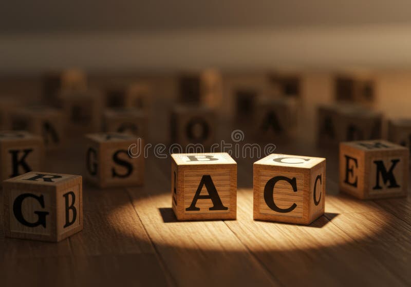 Two Wooden Blocks Displaying the Letters a and C Illuminated by a ...