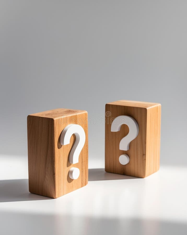 Two Wooden Blocks with a Question Mark on Each Stock Image - Image of ...