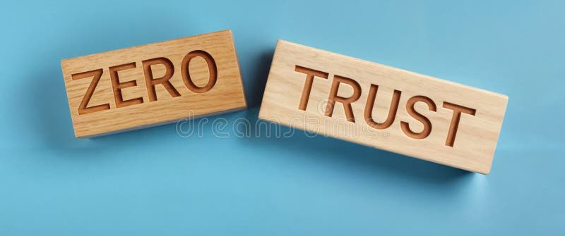 Two Wooden Blocks with the Words ZERO TRUST Carved into Them Stock ...