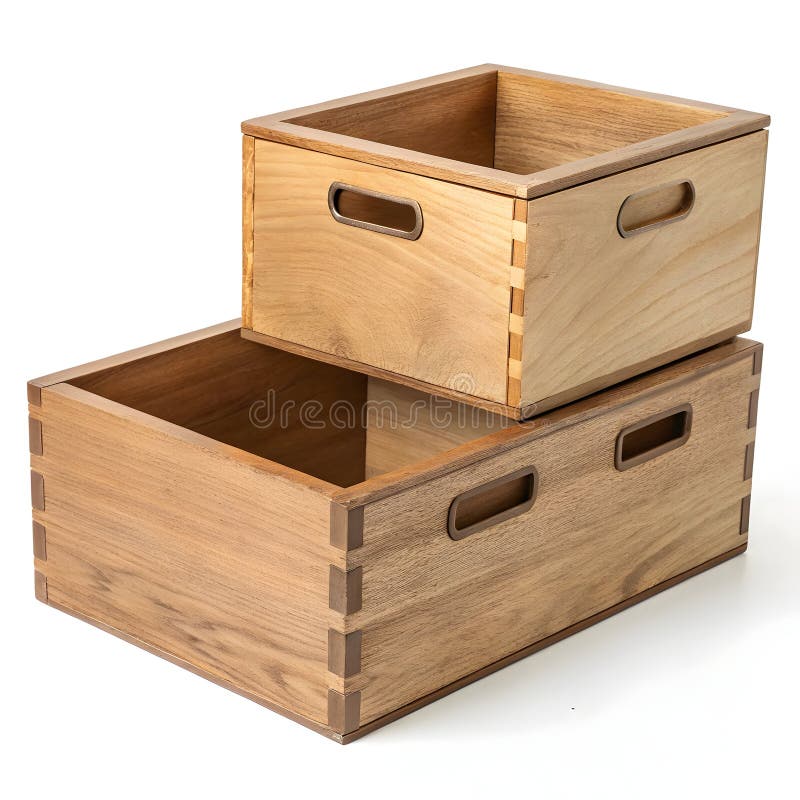 Two Wooden Boxes with Pull Label Stock Illustration - Illustration of ...