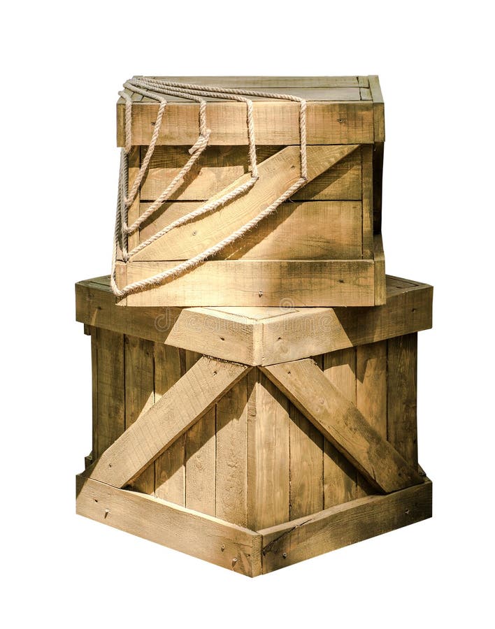 Two wooden boxes with rope stock image. Image of crate - 68817891