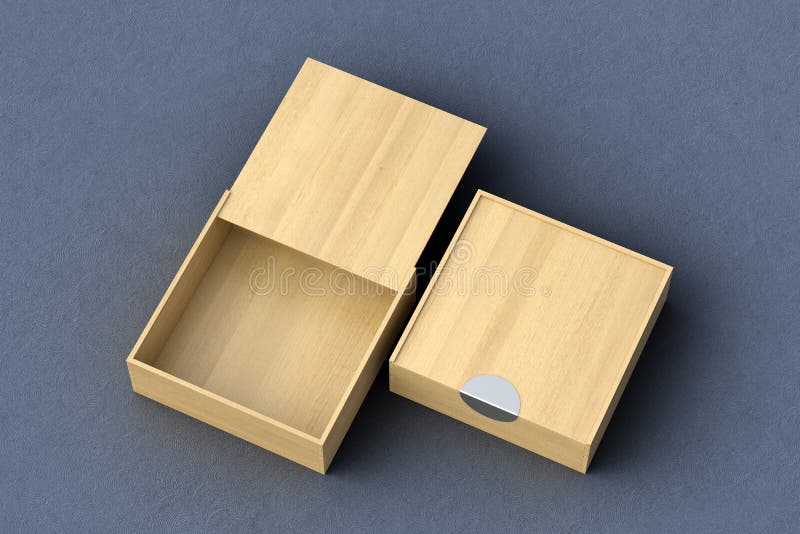 Two Wooden Boxes with Sliding Lid Stock Illustration - Illustration of ...