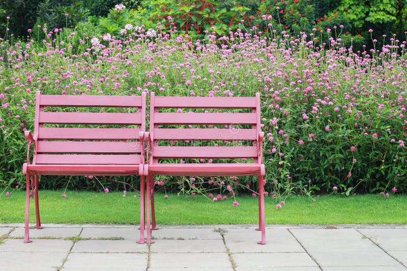 Two Wooden Chairs with Flowers Background Stock Image - Image of ...
