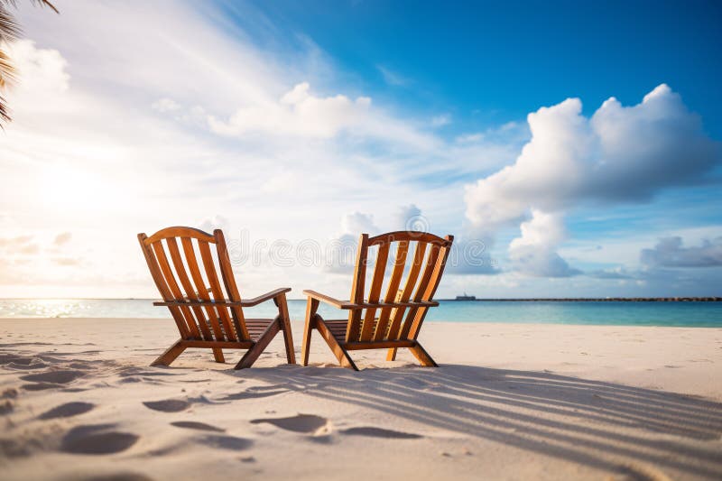 Two Wooden Chairs Tropical Beach Environment Generative Ai Stock Photos - Free & Royalty-Free ...