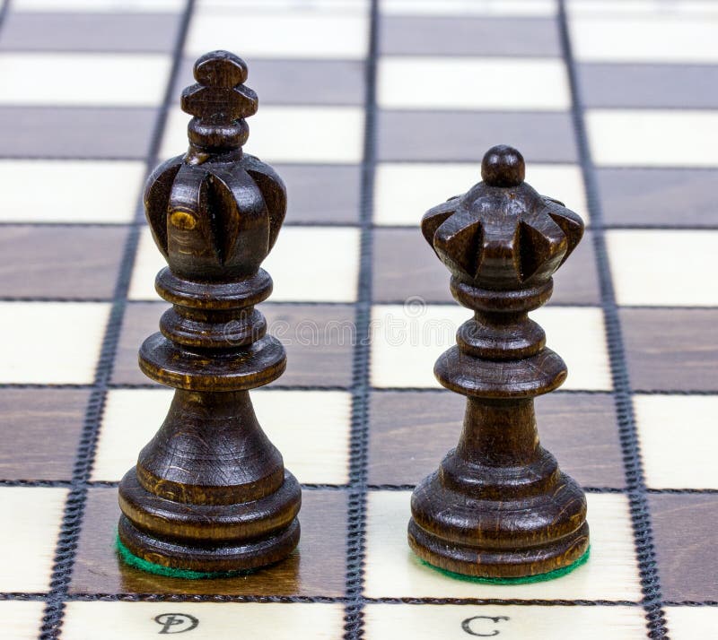 Two Wooden Chess Pieces Alone on a Chess Board Stock Photo - Image of ...