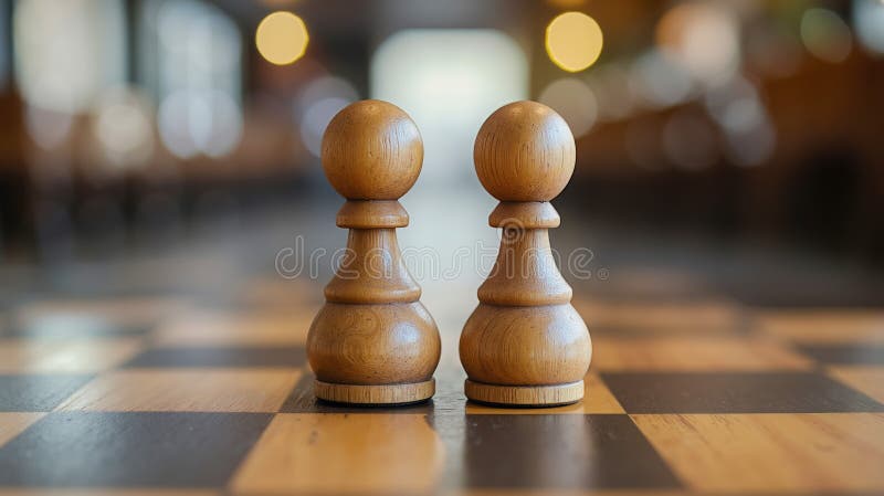 Two Wooden Chess Pieces on a Chess Board Stock Image - Image of wooden ...