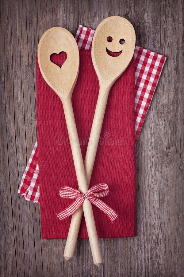 Two wooden cooking spoons stock image. Image of symbol - 44969989