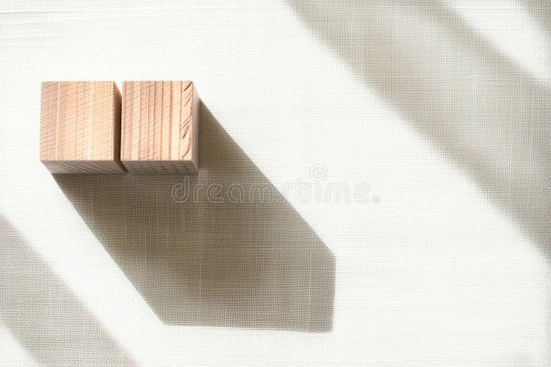 Scandinavian Style Minimal Flat Lay with Wooden Cube and Shadow Stock ...