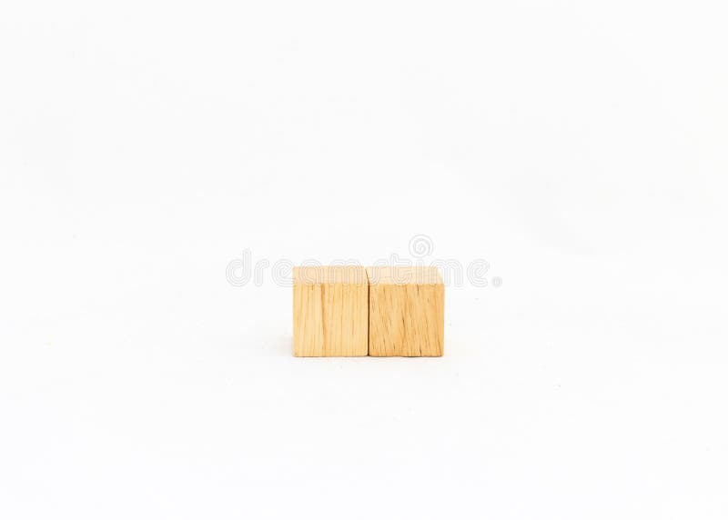 Two Wooden Cubes in Row on White Background with Empty Space for Text ...