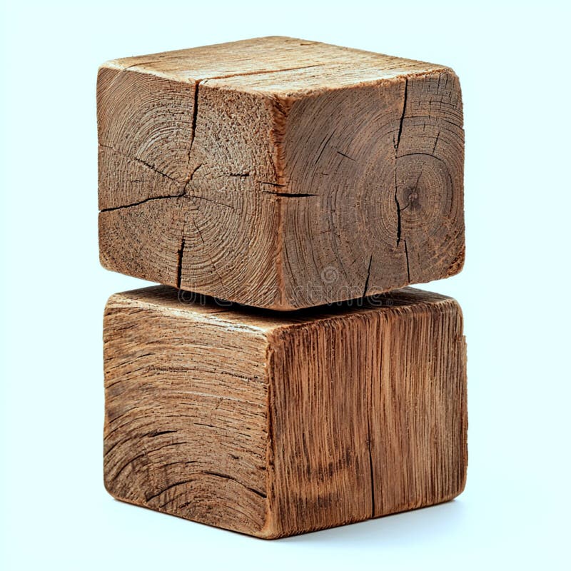 Wooden Cubes Rustic Blocks Stacked Brown Timber Material Isolated on ...
