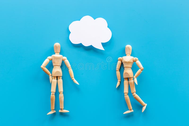 Two Wooden Figure Connection - Emotional Communication Concept Stock ...