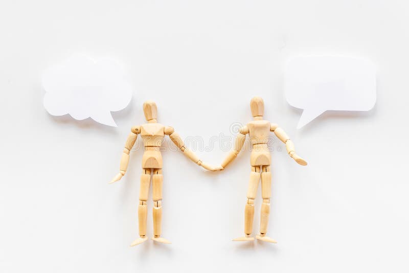 Two Wooden Figure Connection - Emotional Communication Concept Stock ...