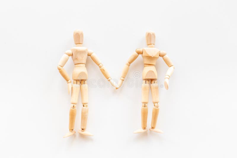 Two Wooden Figure Connection - Emotional Communication Concept Stock ...