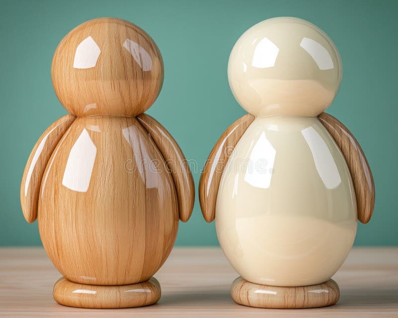 Two Wooden Figurines Standing Side by Side, Representing Unity and ...