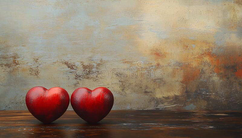 Two Wooden Hearts on Rustic Table with Sunlight Stock Image - Image of ...