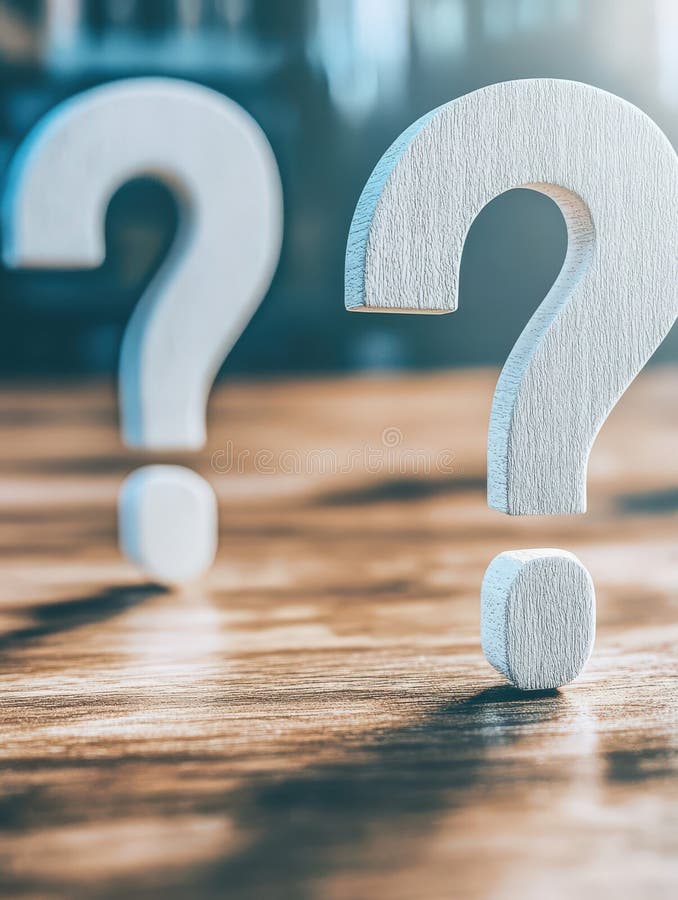 Wooden Question Marks on a Table with a Blurred Background Stock ...