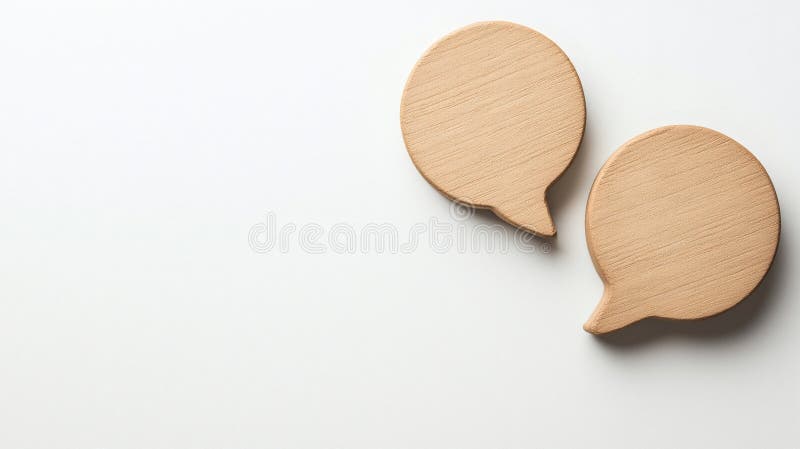 Minimalist Wooden Speech Bubbles on White Background Stock Illustration ...