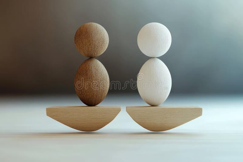Two Wooden Spheres Resting on Top of Each Other in a Balanced Pose ...