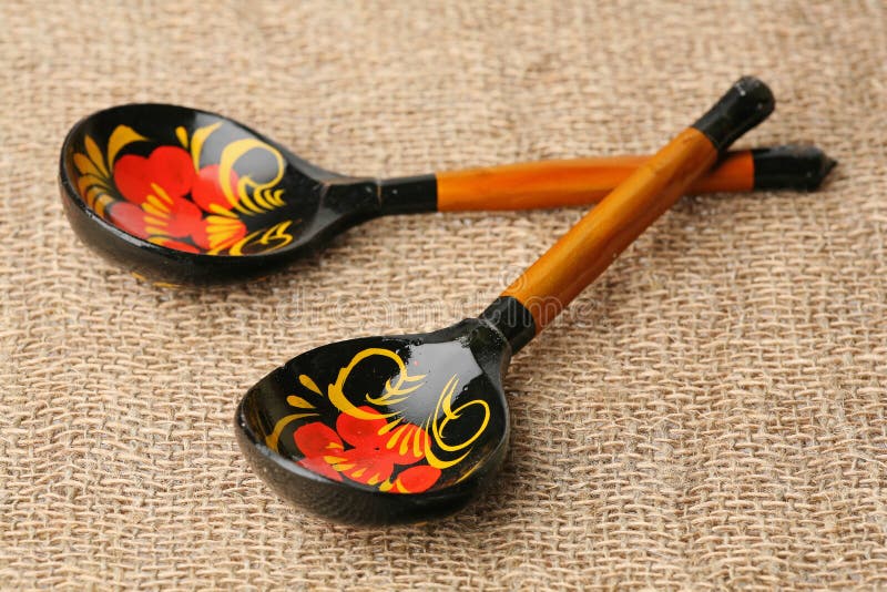 Two wooden spoons stock image. Image of painted, souvenir - 9130457
